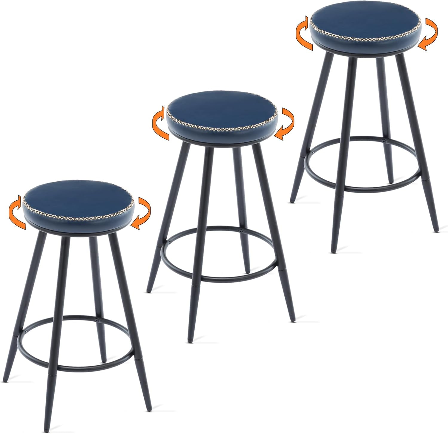 Swivel Bar Stools Set of 3, Modern 24" Counter Height Bar Stools for ...