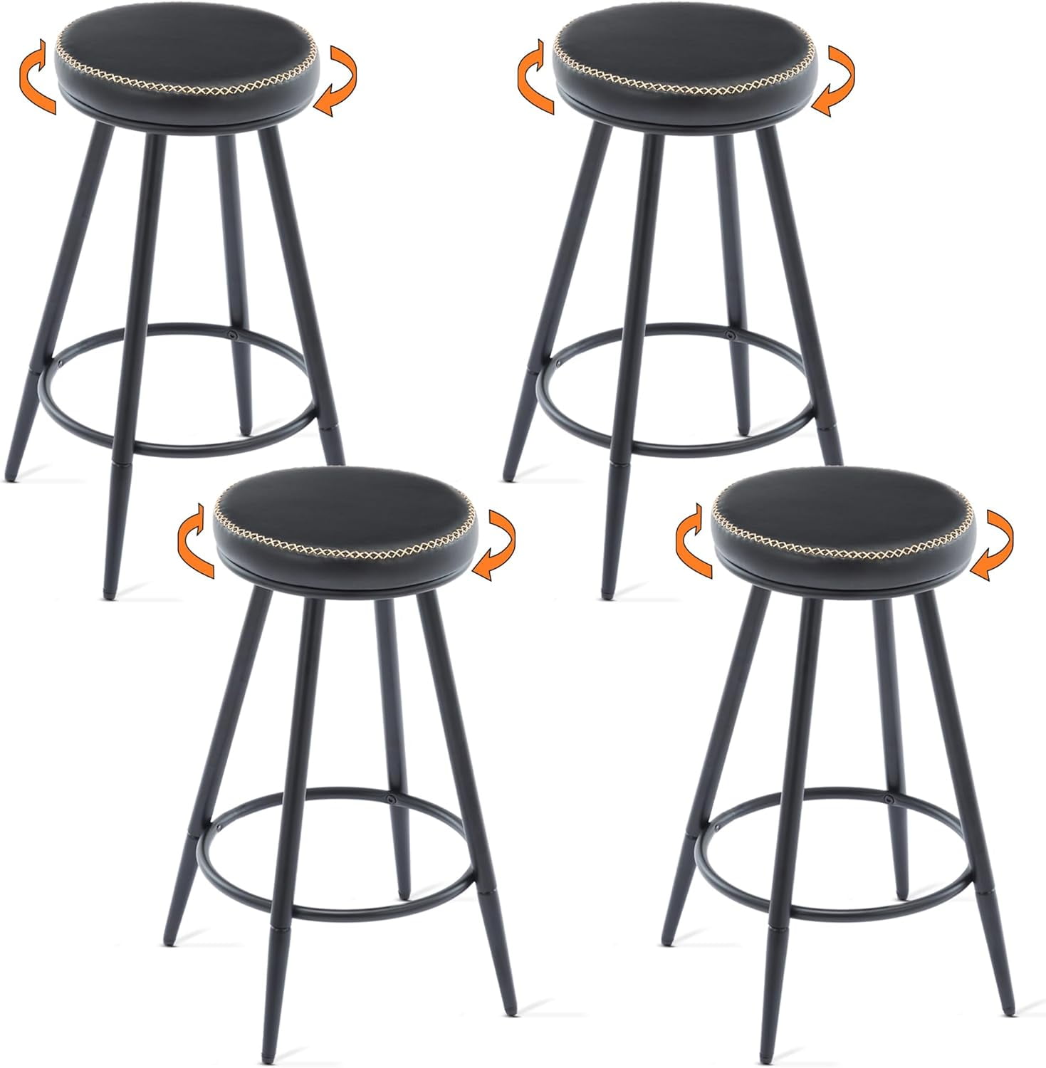 Swivel Bar Stools Set of 3, Modern 24" Counter Height Bar Stools for ...