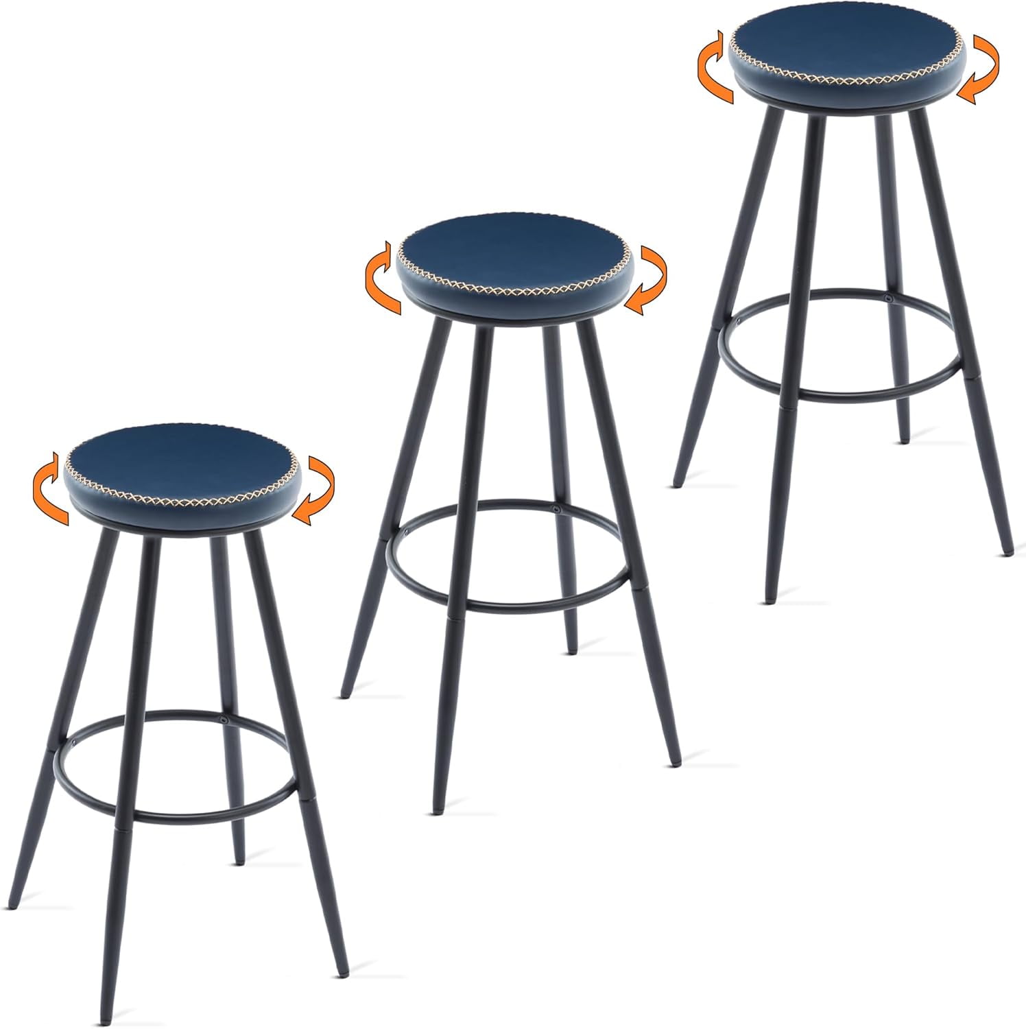 Swivel Bar Stools Set of 3, Modern 28" Counter Height Bar Stools for ...