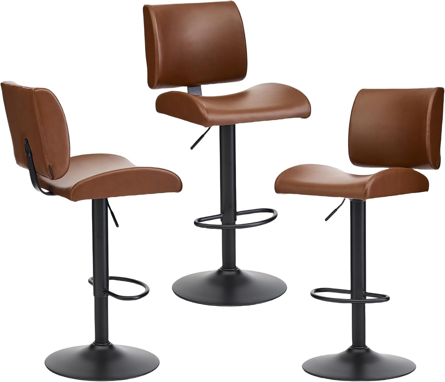 Swivel Bar Stools Set of 3, Modern Adjustable Bar stools with Back ...