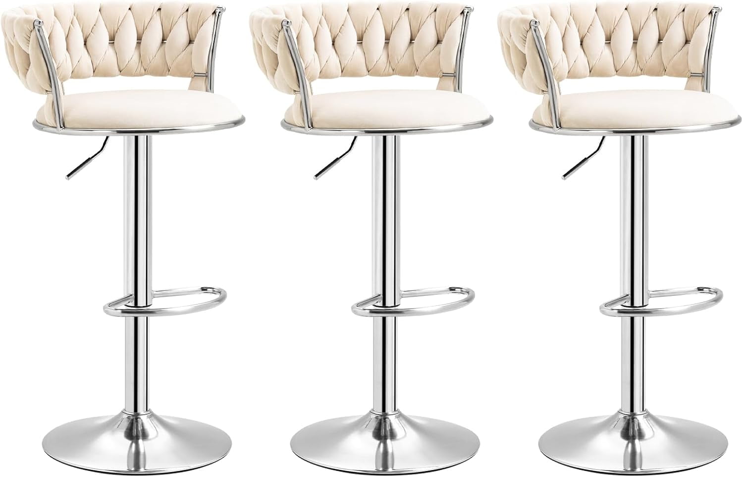 Swivel Bar Stools Set of 3, Modern Adjustable Counter Height Barstools ...