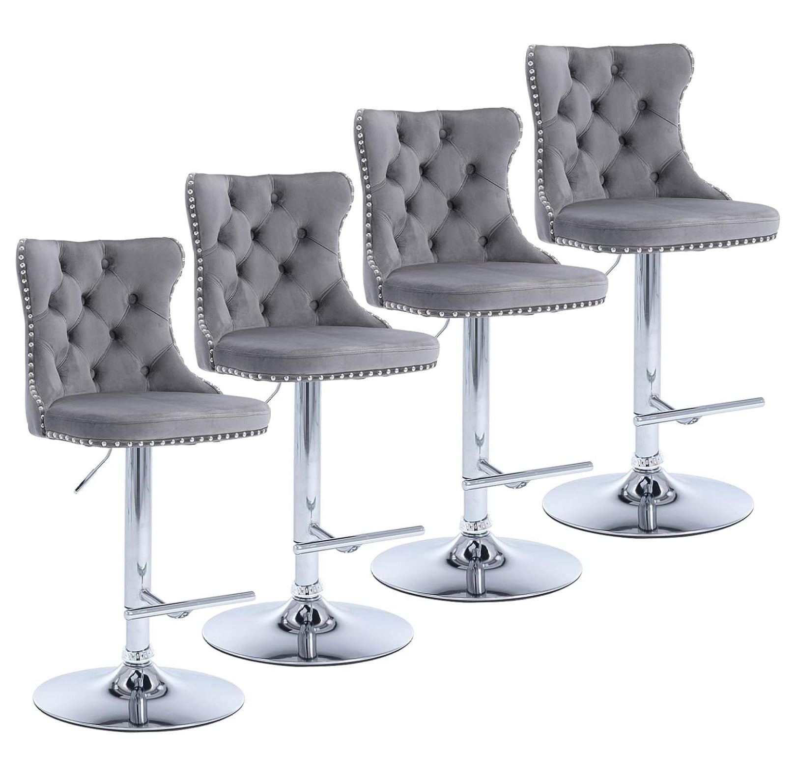 Swivel Bar Stools Set of 4, Adjustable Counter Height Barstools with ...