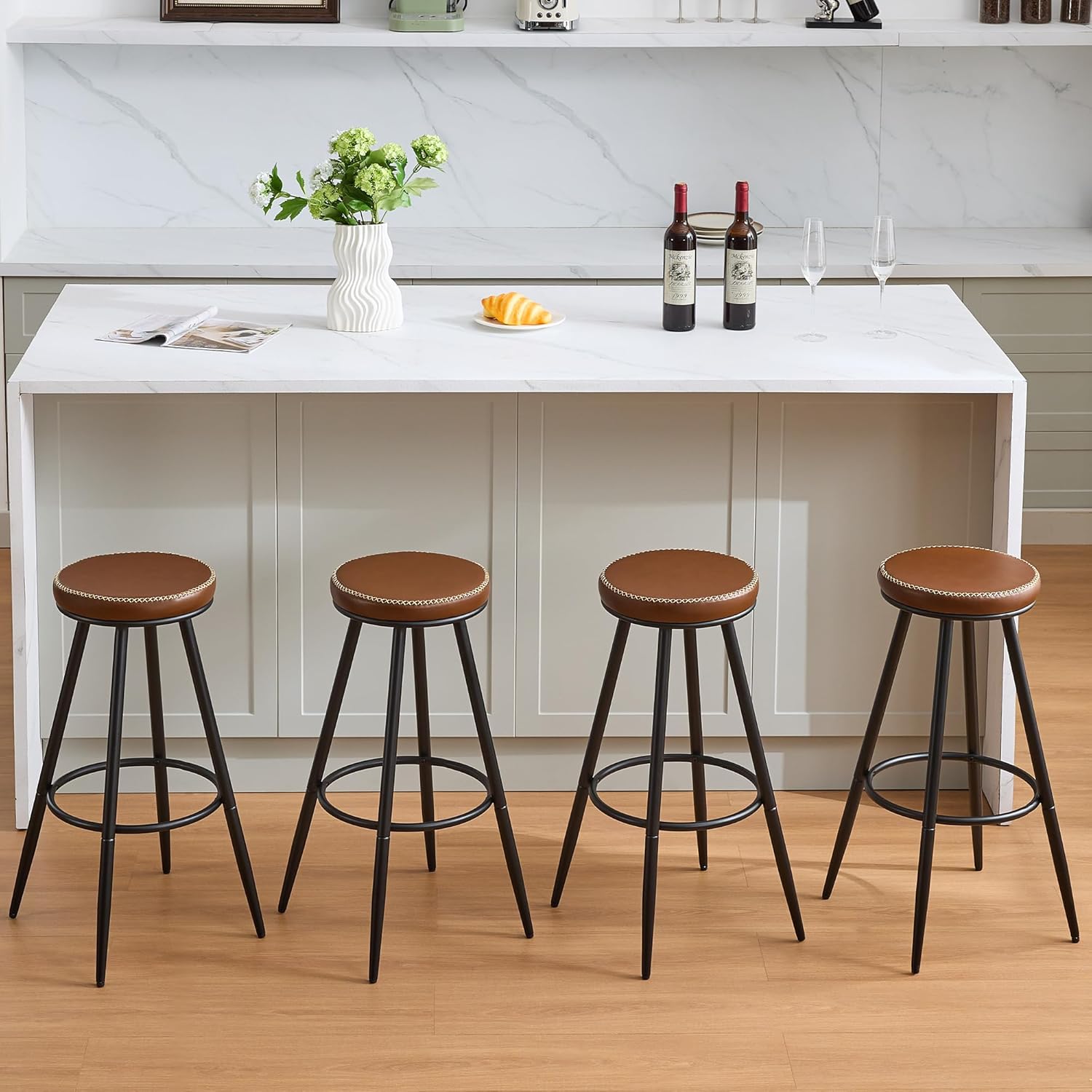 Swivel Bar Stools Set of 4, Modern 28" Counter Height Bar Stools for ...
