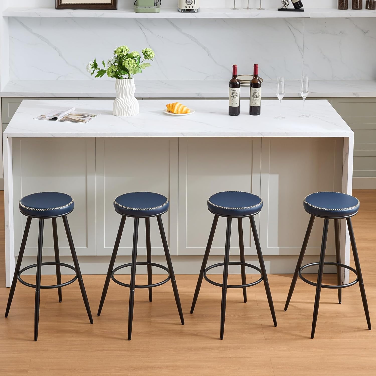 Swivel Bar Stools Set of 4, Modern 28" Counter Height Bar Stools for ...