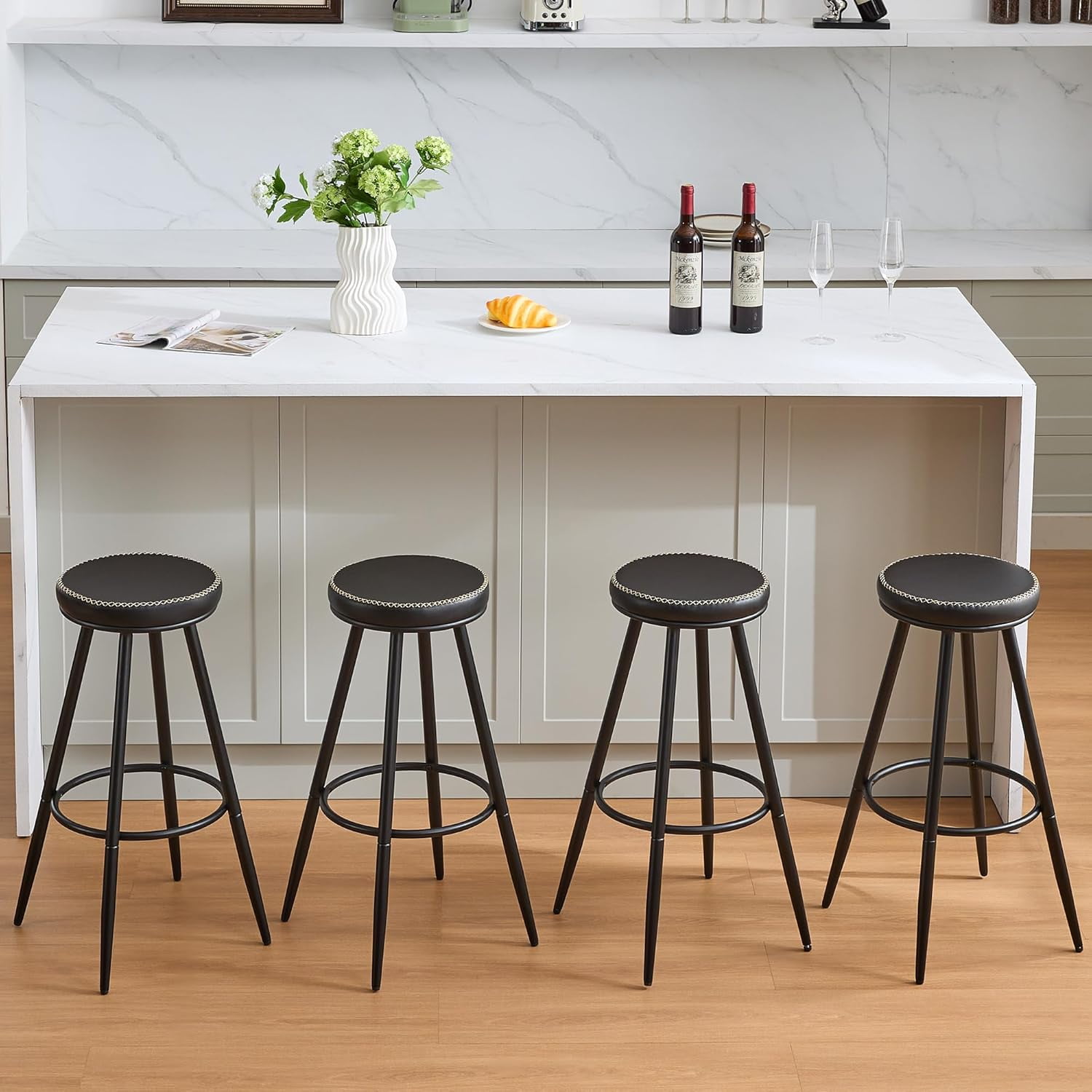 Swivel Bar Stools Set of 4, Modern 28" Counter Height Bar Stools for ...