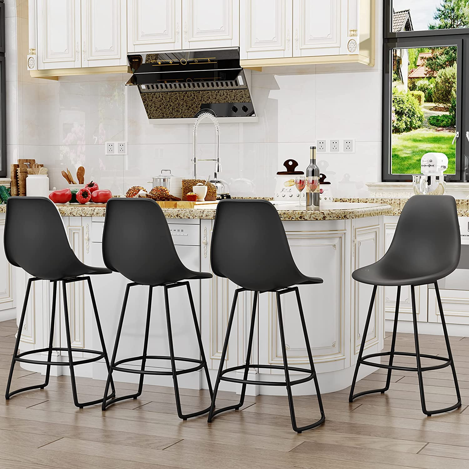 Swivel Bar Stools Set of 4 Bar Stool Counter Height Bar Stools with ...