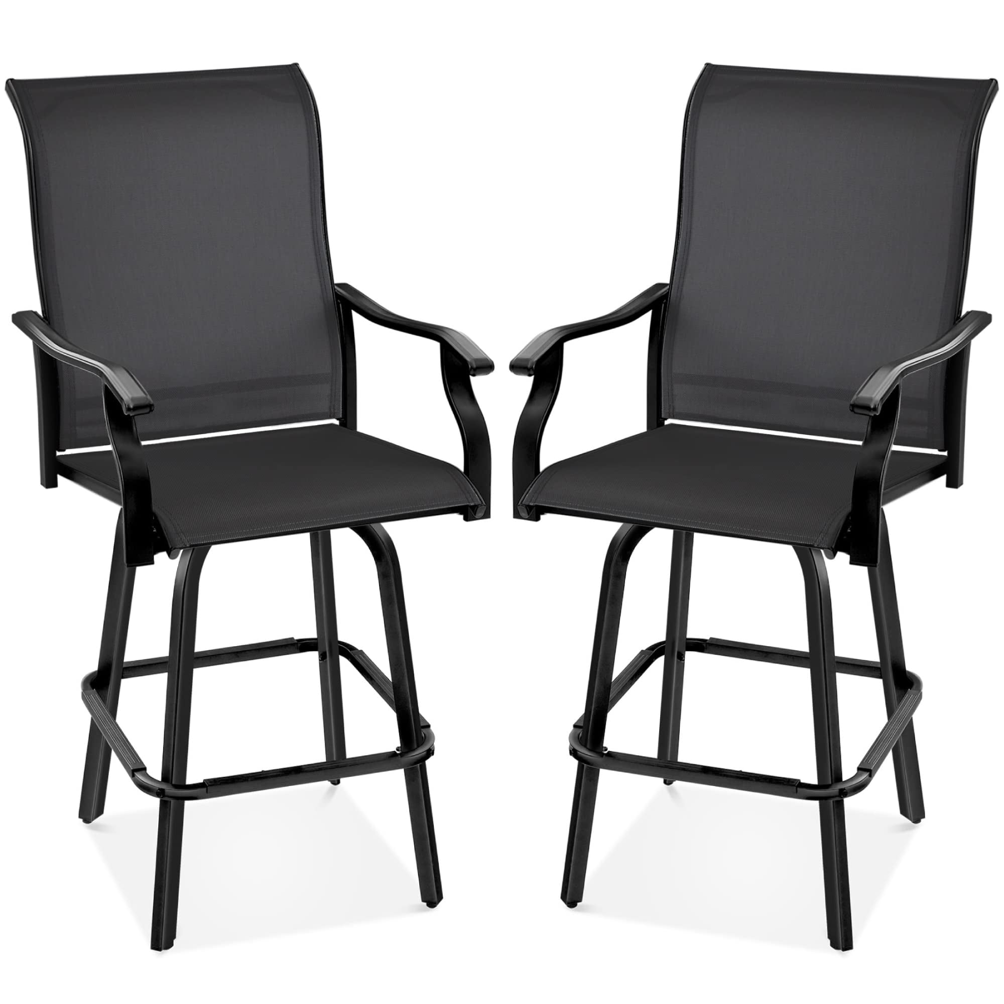 Swivel Bar Stools Set of 2, 360° Rotating Patio Chairs for Outdoor Bar ...