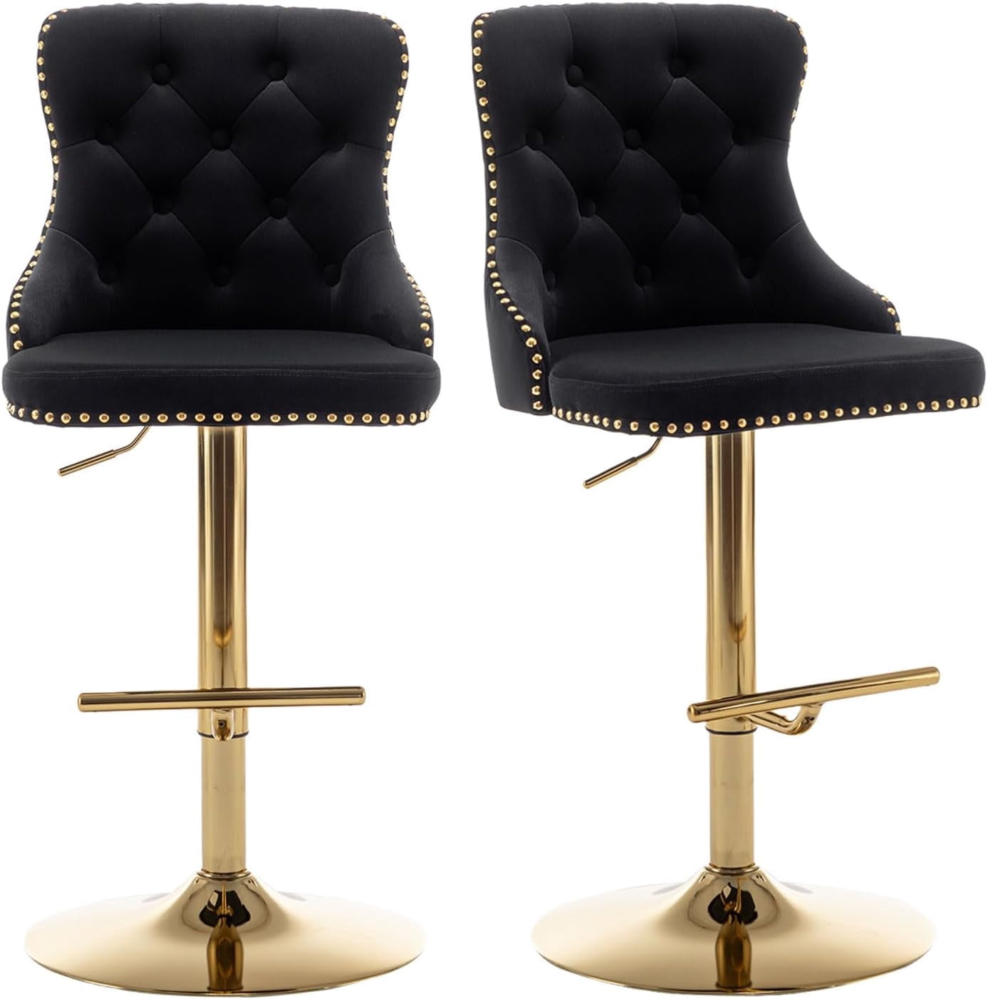 Swivel Bar Stools Set of 2, Counter Height Bar Stools with Button ...