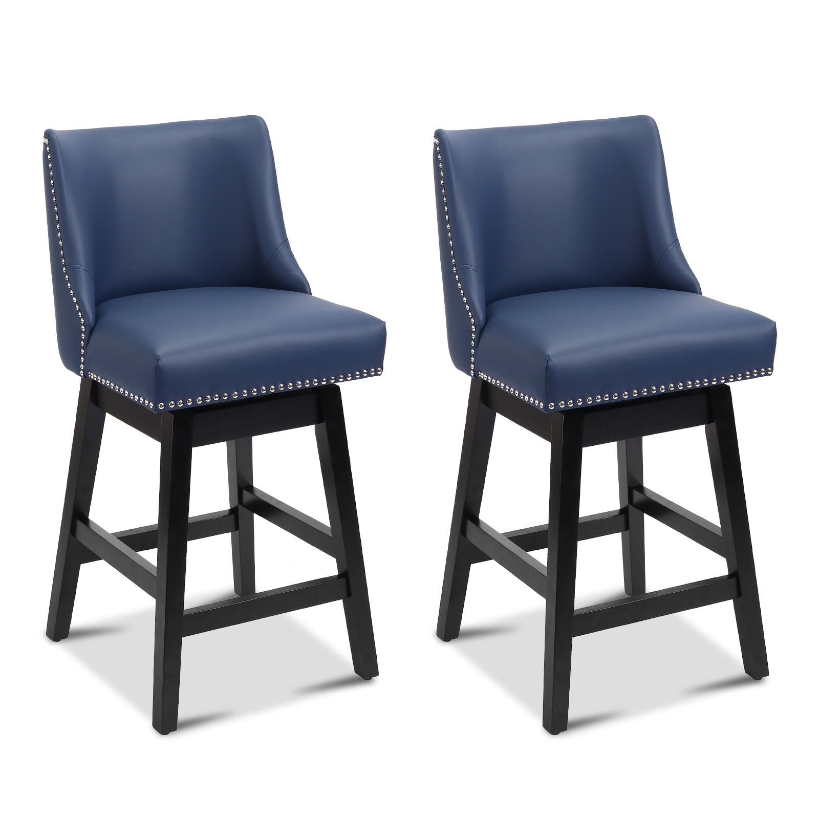 Swivel Bar Stools Set of 2 with Thicker Wood Legs,26" Counter Height ...