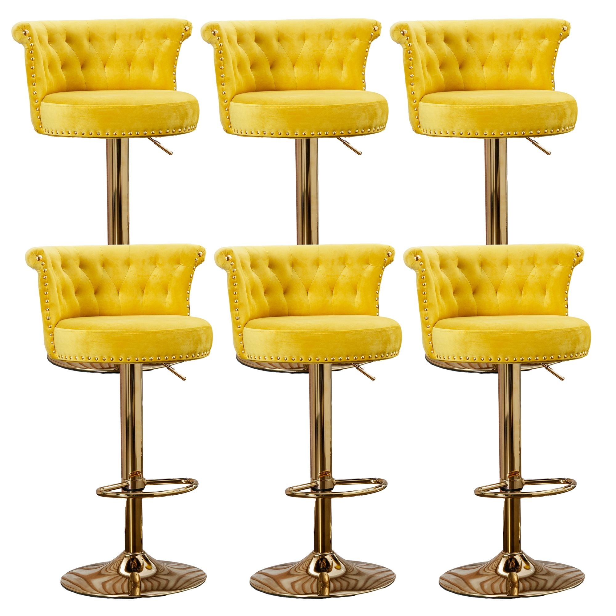 Swivel Bar Stools, Velvet Adjustable Height Bar Stools with Back and ...
