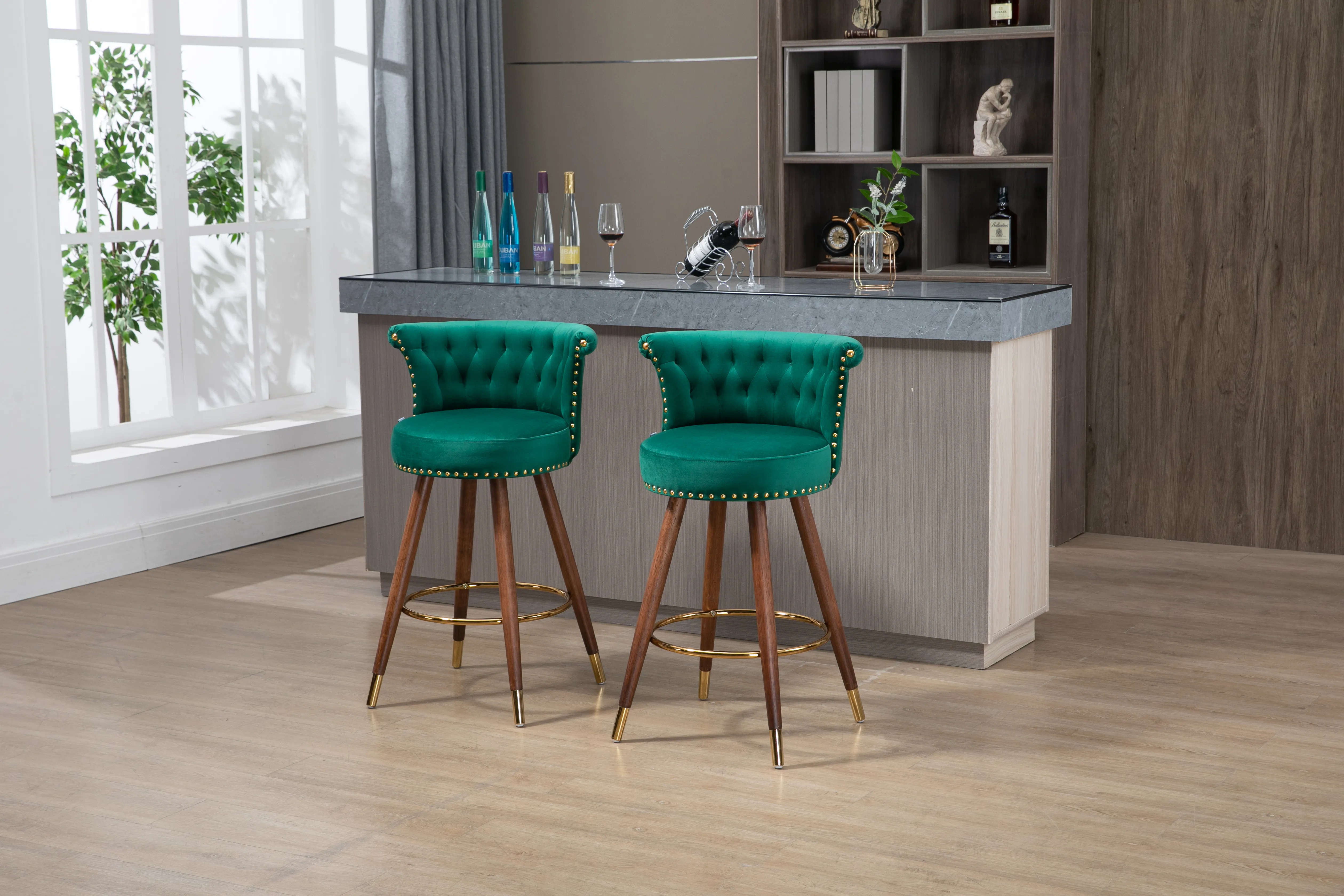Swivel Bar Stools with Backrest Footrest ，with a fixed height of 360 ...