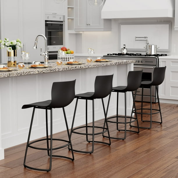 Swivel Bar Stools with Backs Plastic Counter Height Stools Set of 4 ...