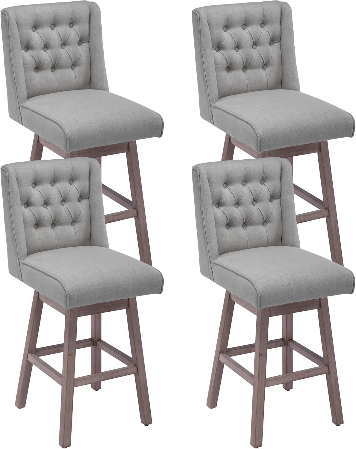 Swivel Bar Stools with Backs Set of 2 29 Inch Linen Fabric Upholstered ...