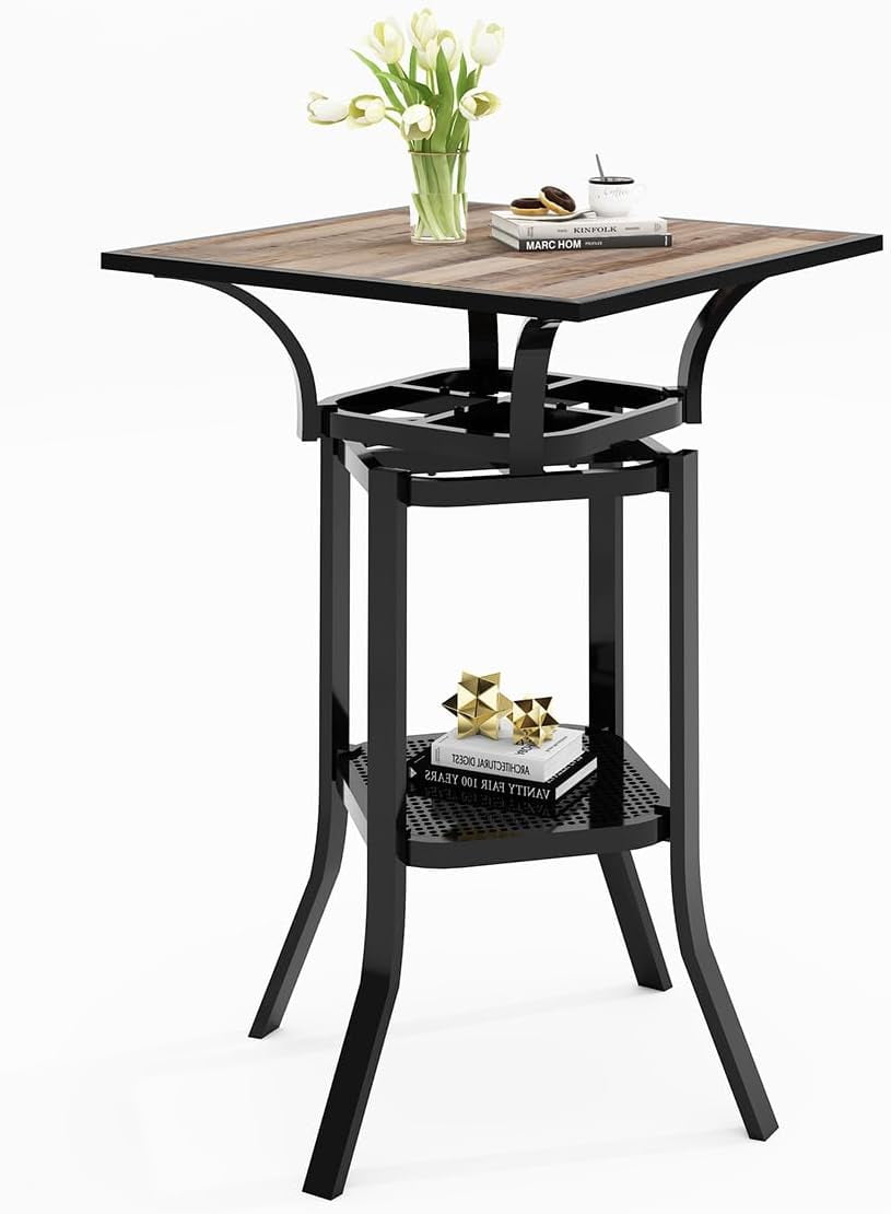 Swivel Bar Table, 41" Counter Height Tall Dining Table, All Weather ...