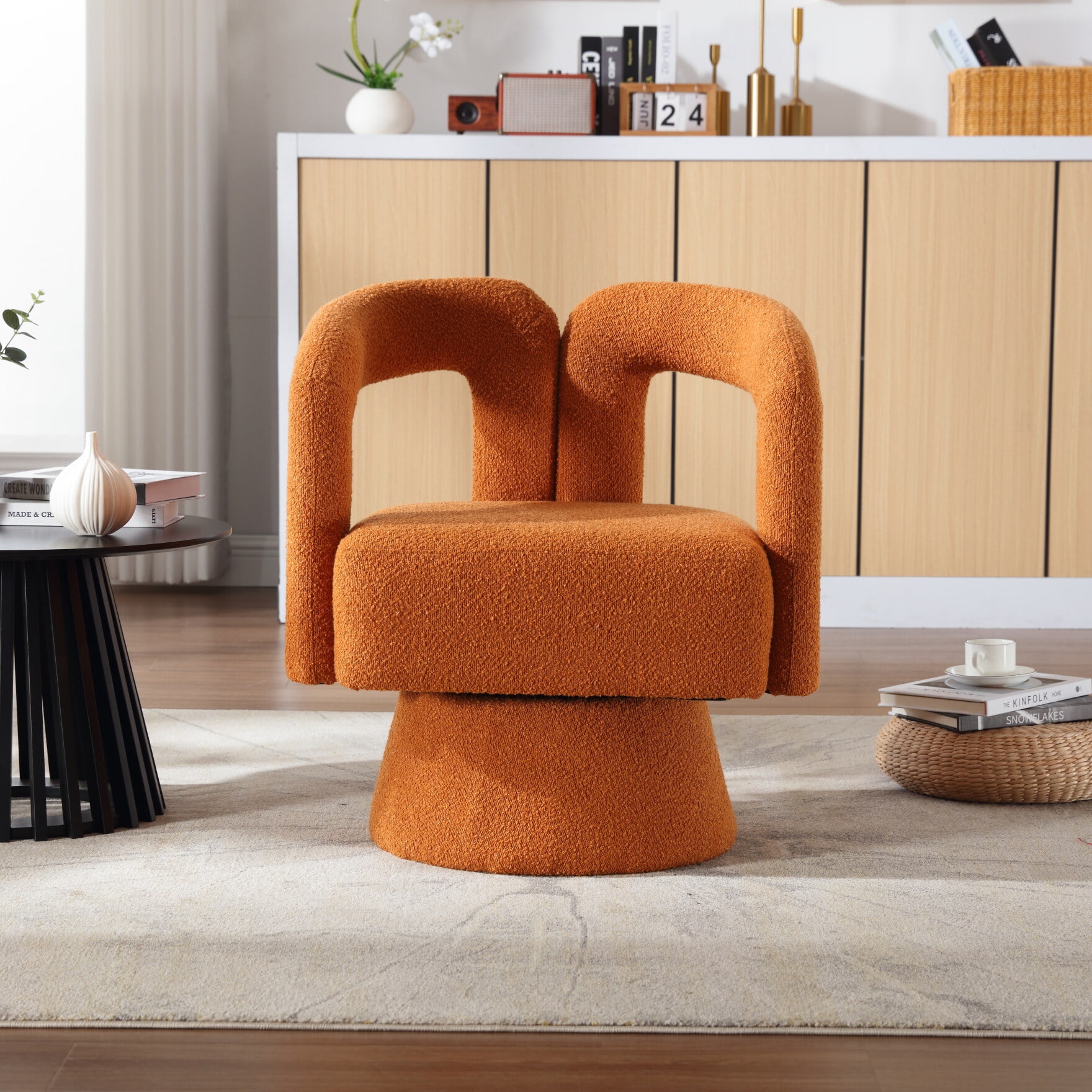 Swivel Barrel Accent Chair, 360 Degree Swivel Cuddle Barrel Sofa Chairs ...