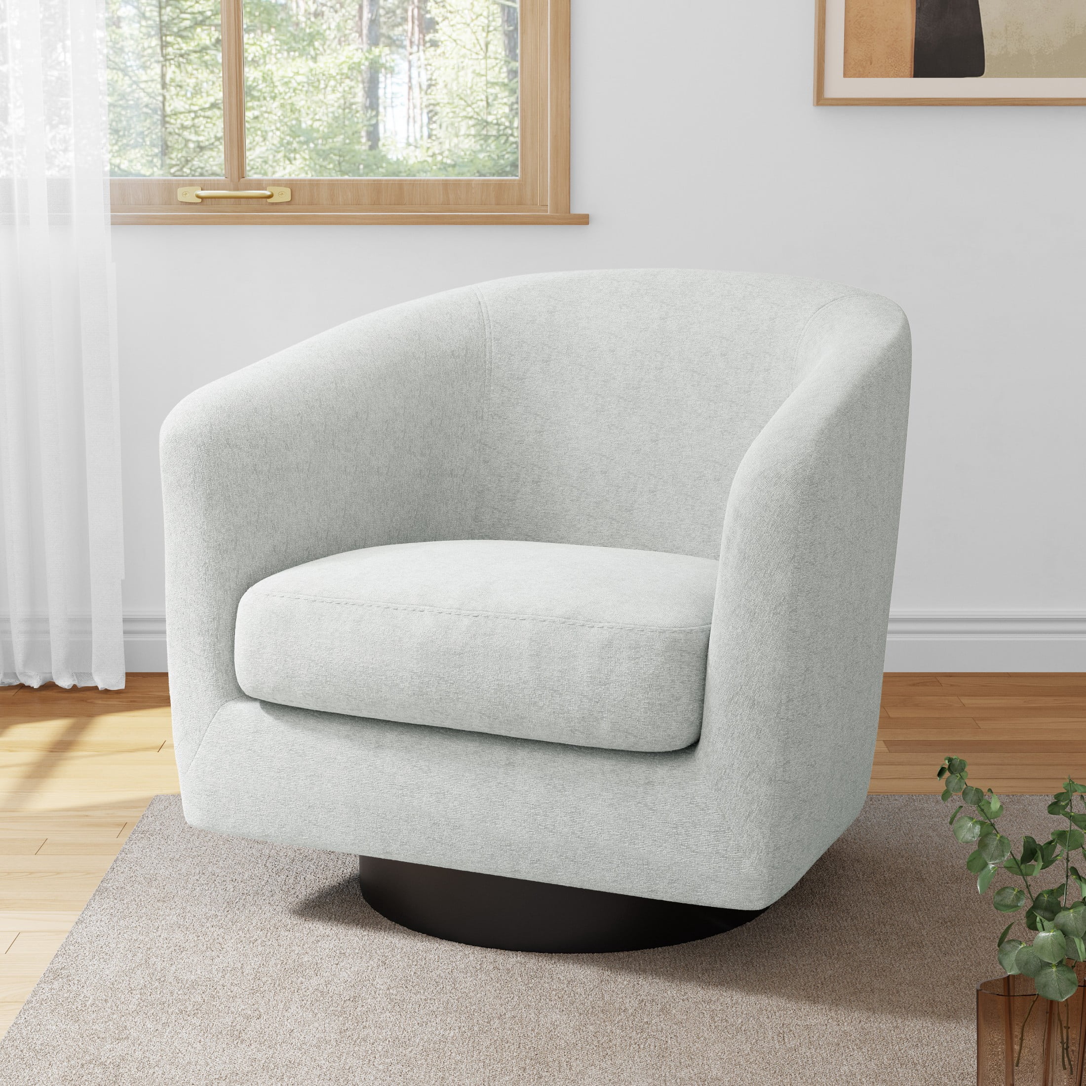 Swivel Barrel Accent Chair for Living Room, Modern Round Chenille ...