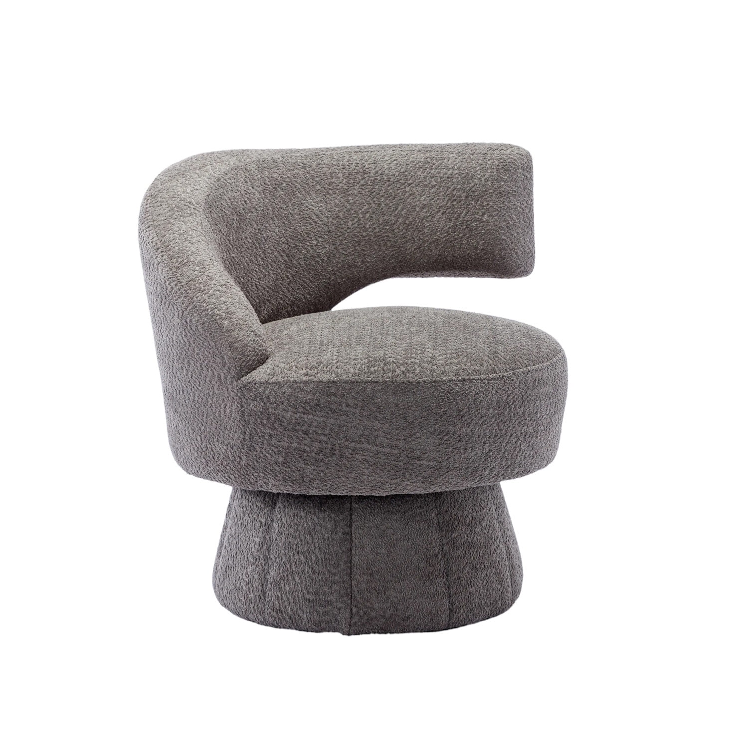 Swivel Barrel Chair, 360 Degree Comfy Boucle Round Swivel Accent Chair ...