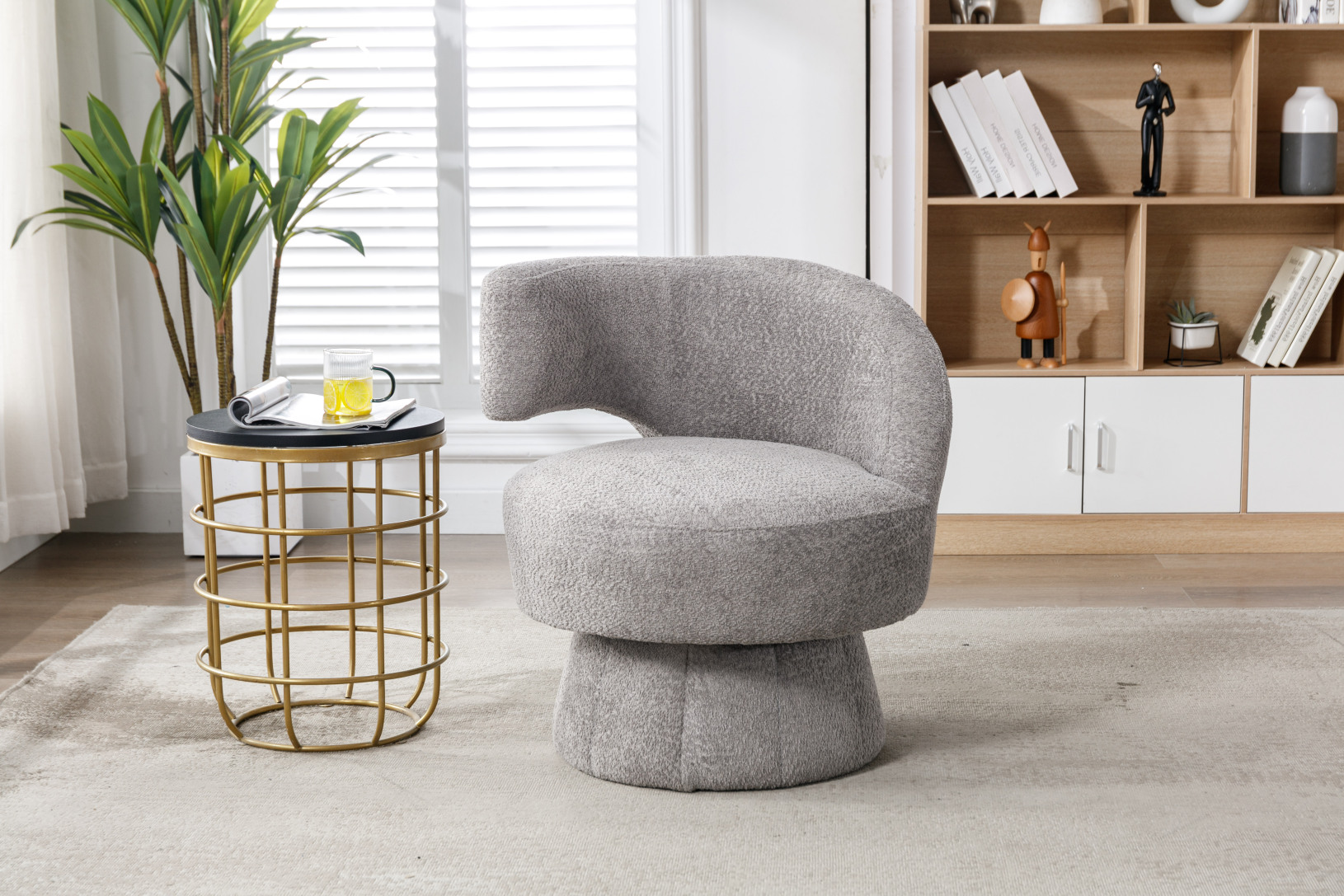 Swivel Barrel Chair, 360° Round Swivel Accent Chair Armchair with Wide ...