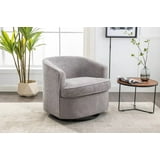 Swivel Barrel Chair, Comfy Round Accent Sofa Chair with Curved Back and ...