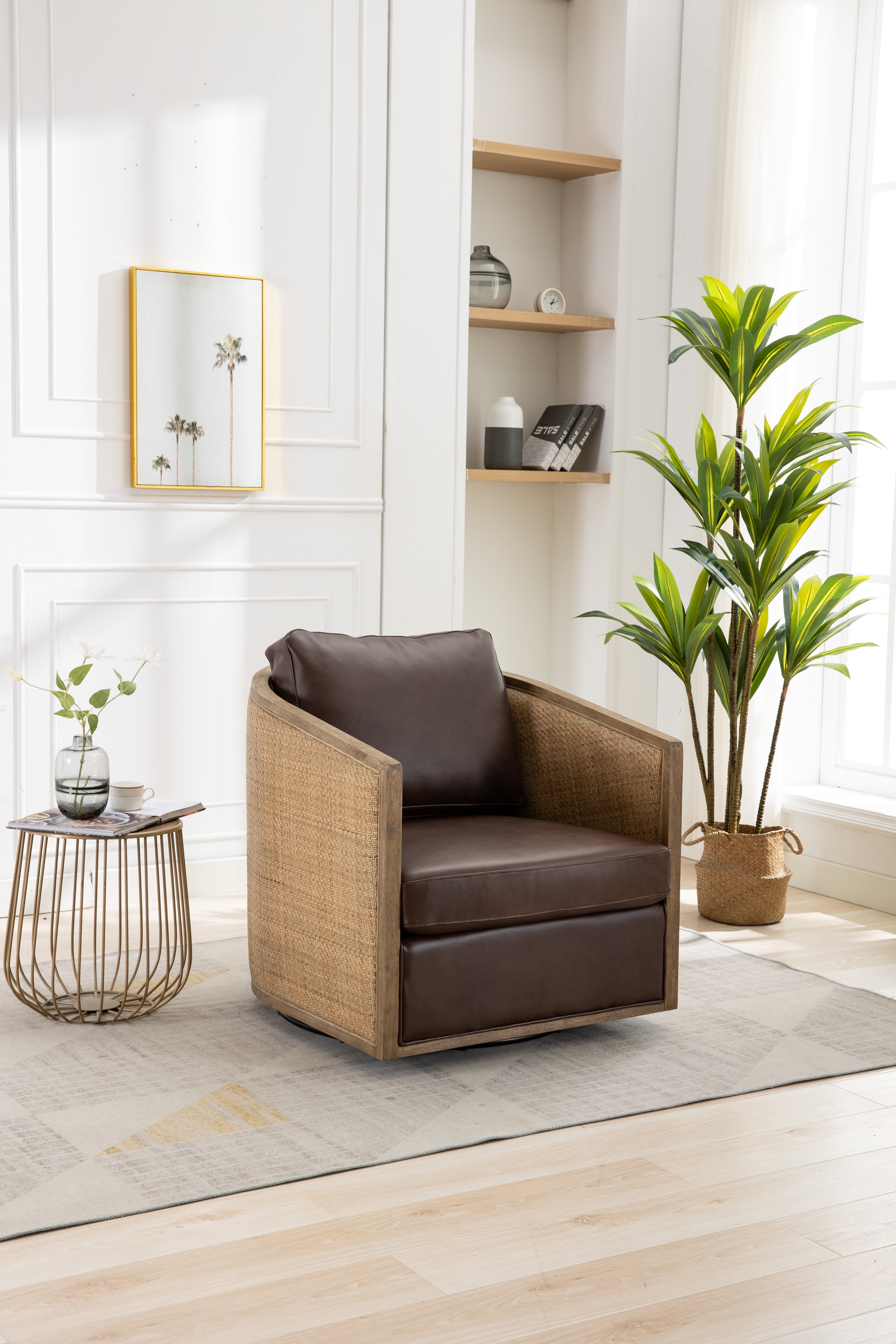Swivel Barrel Chair, Comfy Round Accent Sofa Chair for Living Room, 360 ...
