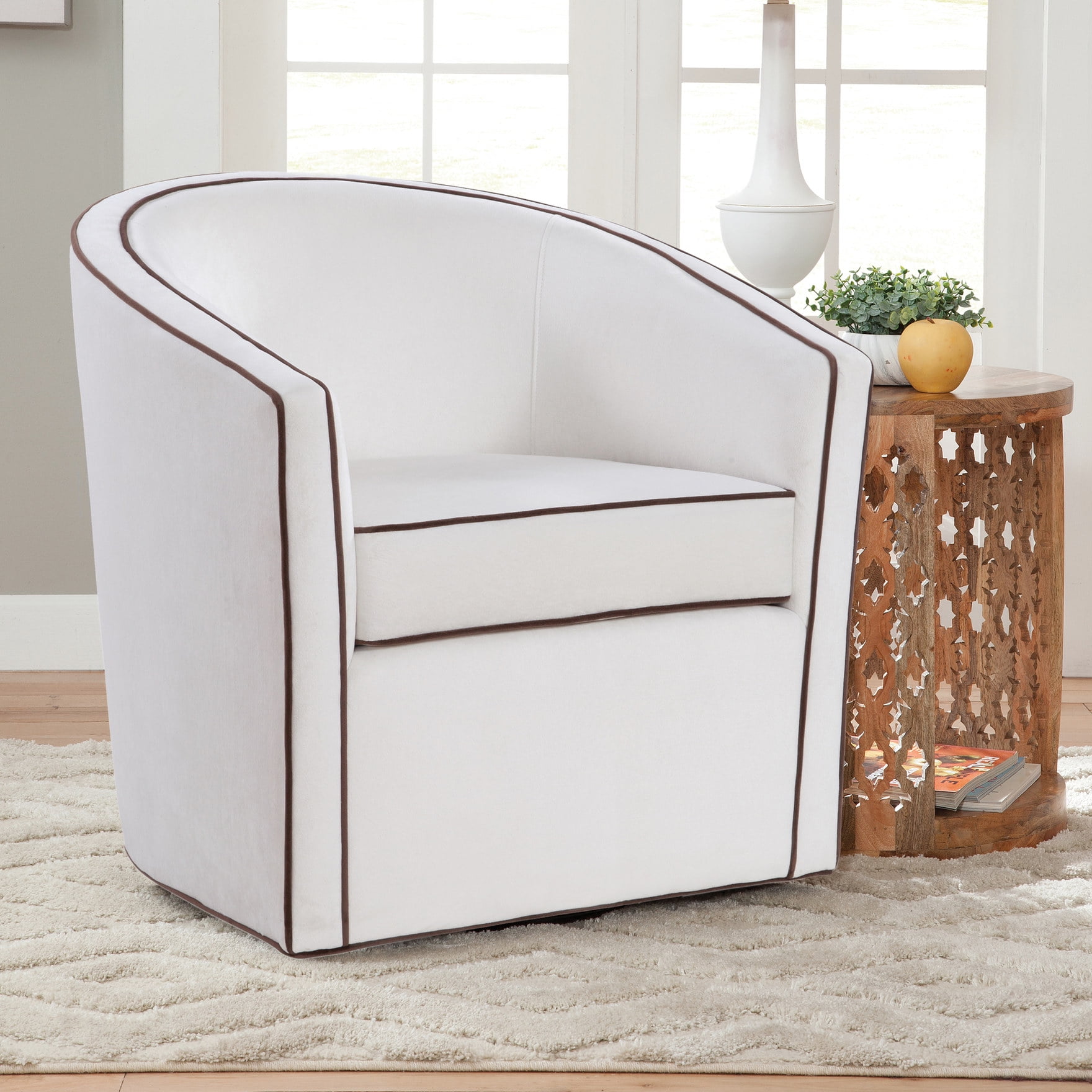 Swivel Barrel Chair / Maple Brown Welt, Functional Swivel, Mid ...