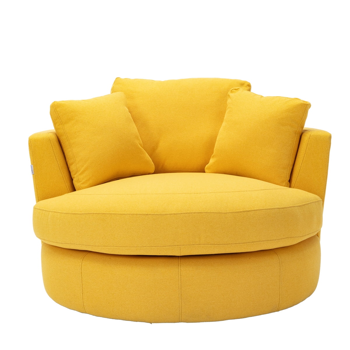 Swivel Barrel Chair, Modern Akili Swivel Accent Chair with 3 Pillows ...