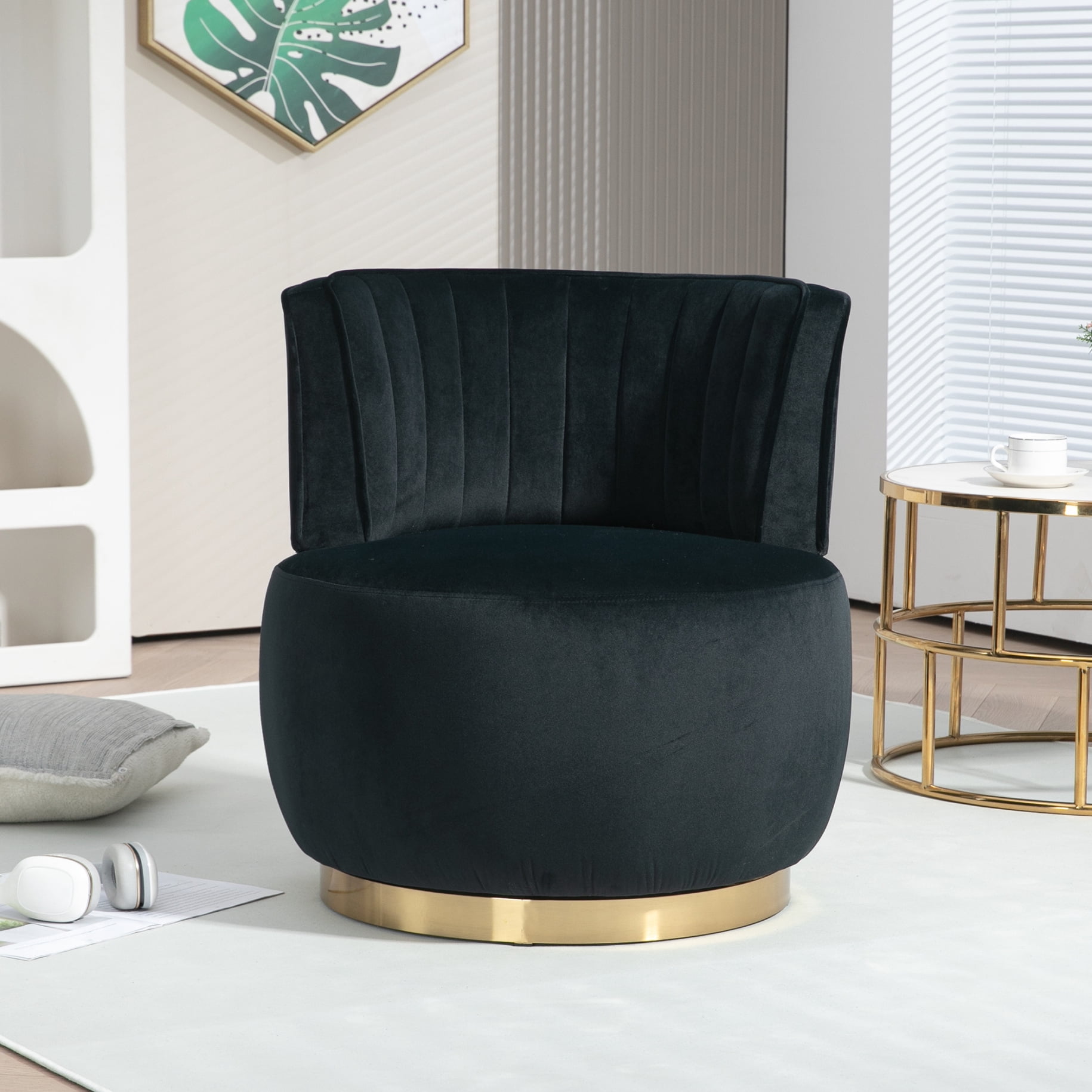 Swivel Barrel Chair, Modern Round Accent Arm Chairs with Backrest ...