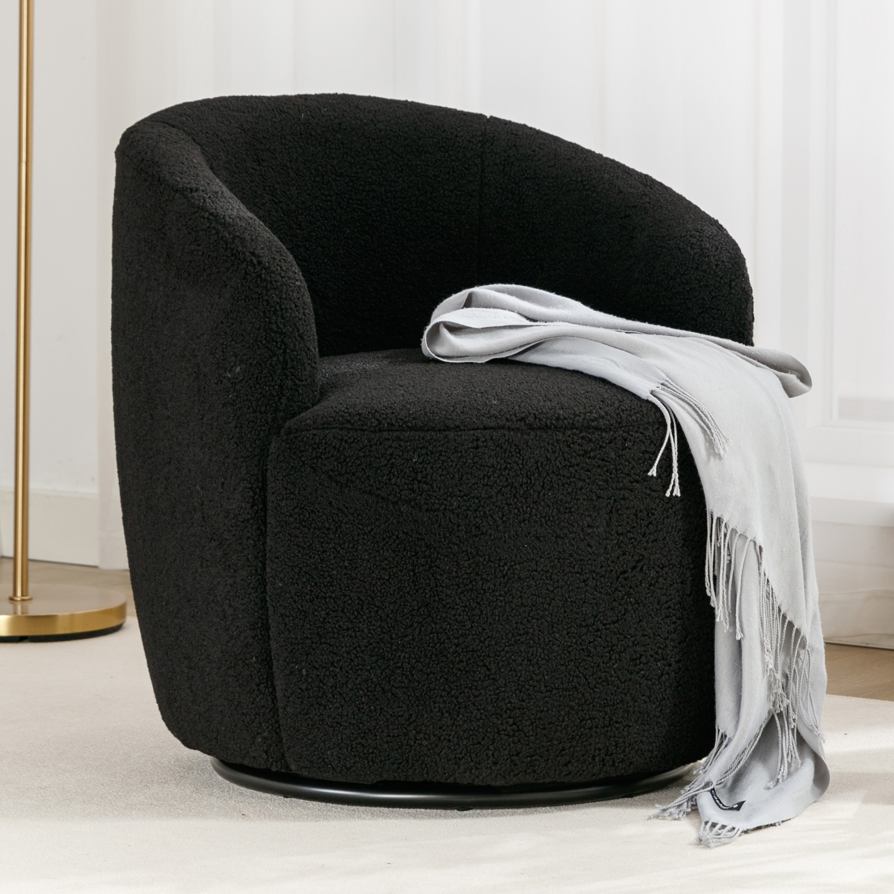 Swivel Barrel Chair, Modern Upholstered Round Swivel Accent Chairs with ...