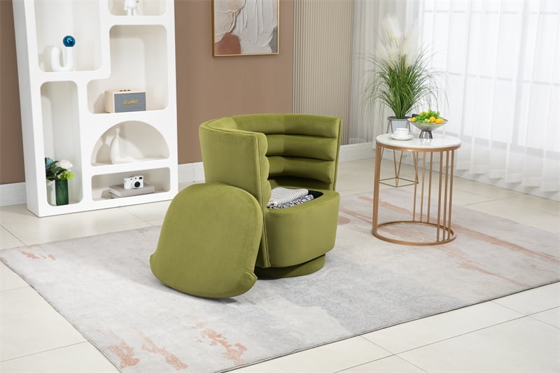 Swivel Barrel Chair, Modern Velvet Chair with Storage and Backrest ...