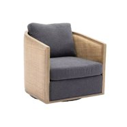 Comfy Home Swivel Barrel Chair, Velvet Accent Armchair with 360¬∞ Metal ...