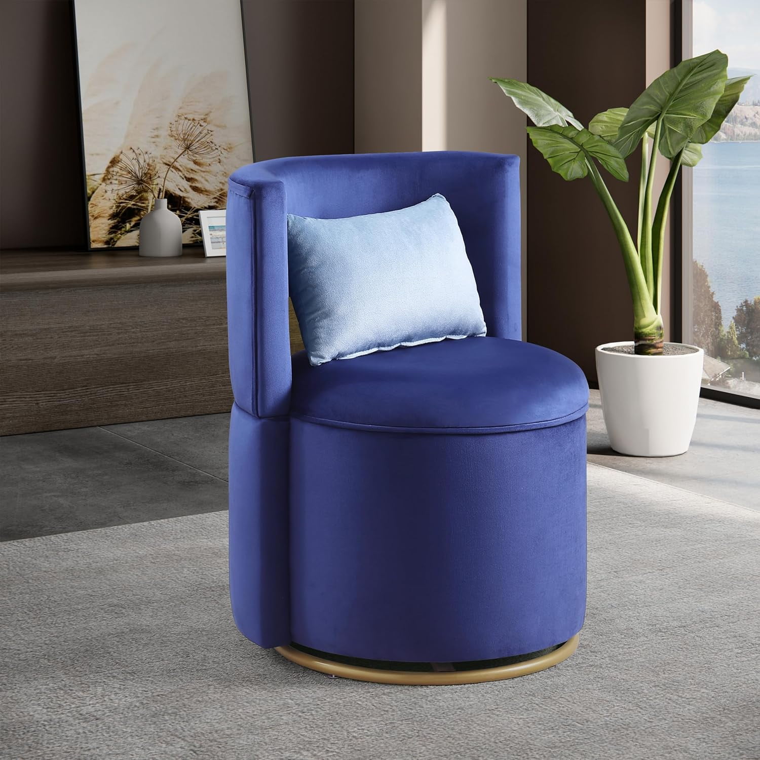 Swivel Barrel Chair, Modern Velvet Swivel Armchair Round Club Chair ...