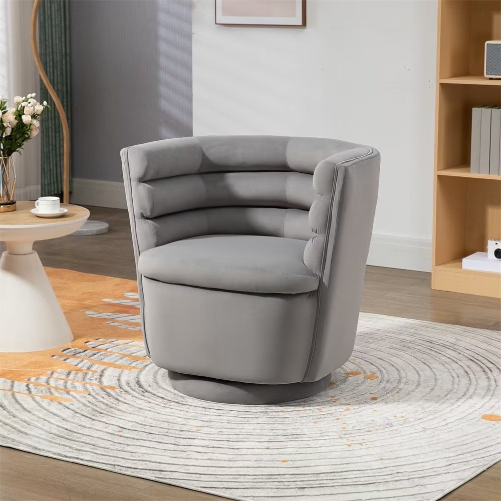 Swivel Barrel Chair with Storage, Comfy Round Accent Chair for Living ...