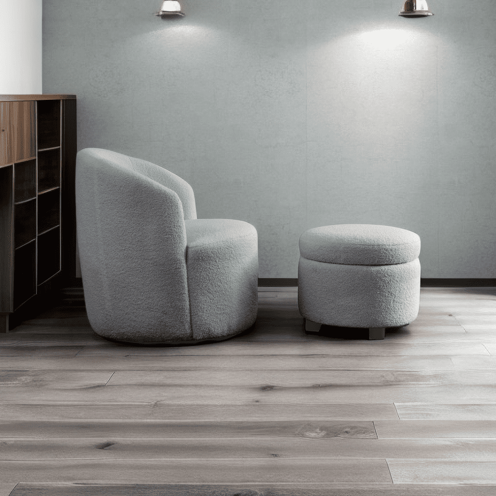 Swivel Barrel Chair with Storage Ottoman, Comfy Boucle Sherpa Accent ...