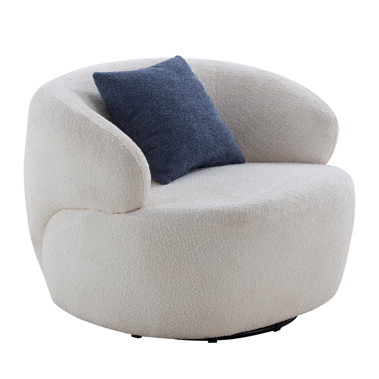 Swivel Barrel Chair, Teddy Fleece Single Sofa, Modern 1 Seat Comfy ...