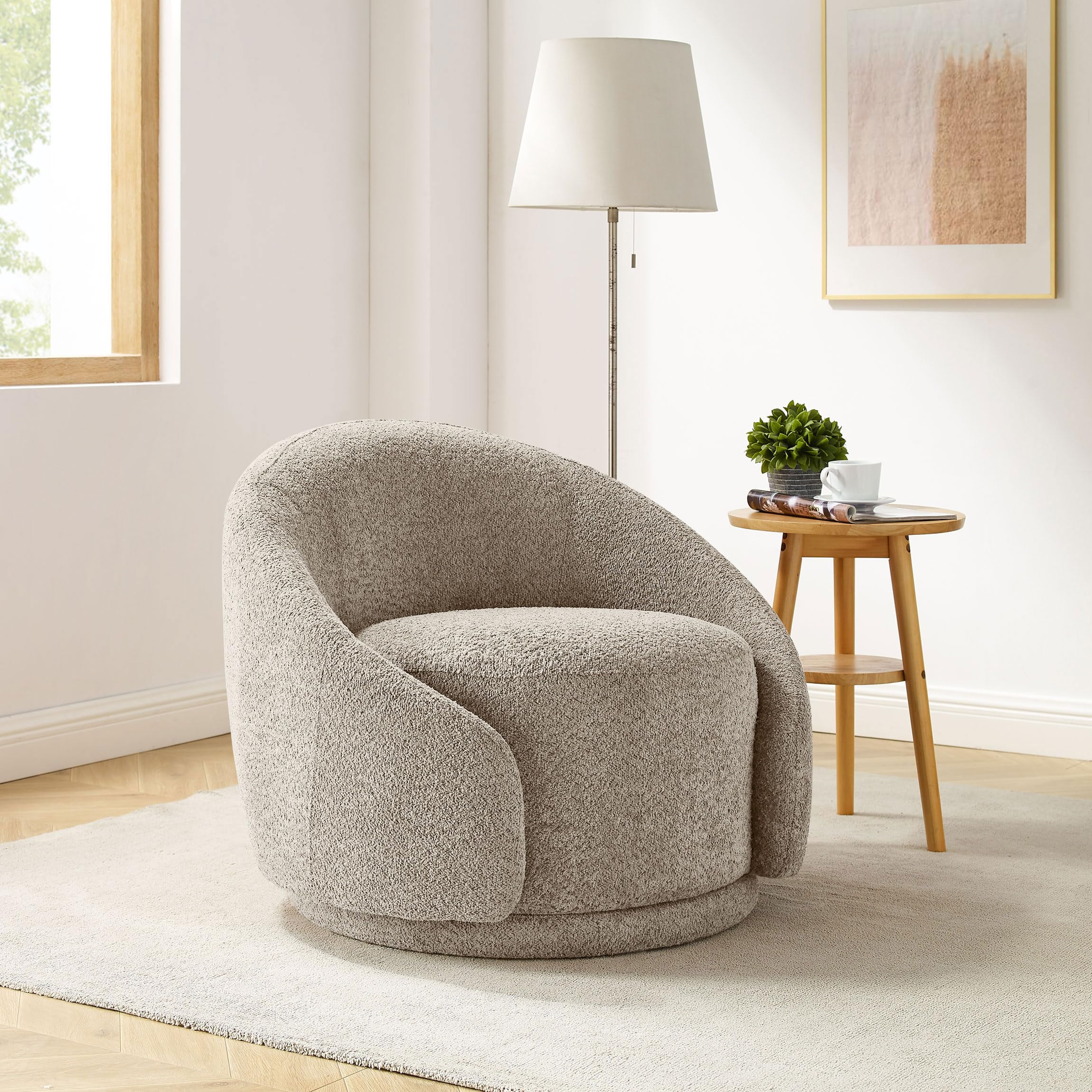 Swivel Barrel Chair, Upholstered Modern Round Accent Arm Chairs, 360 ...