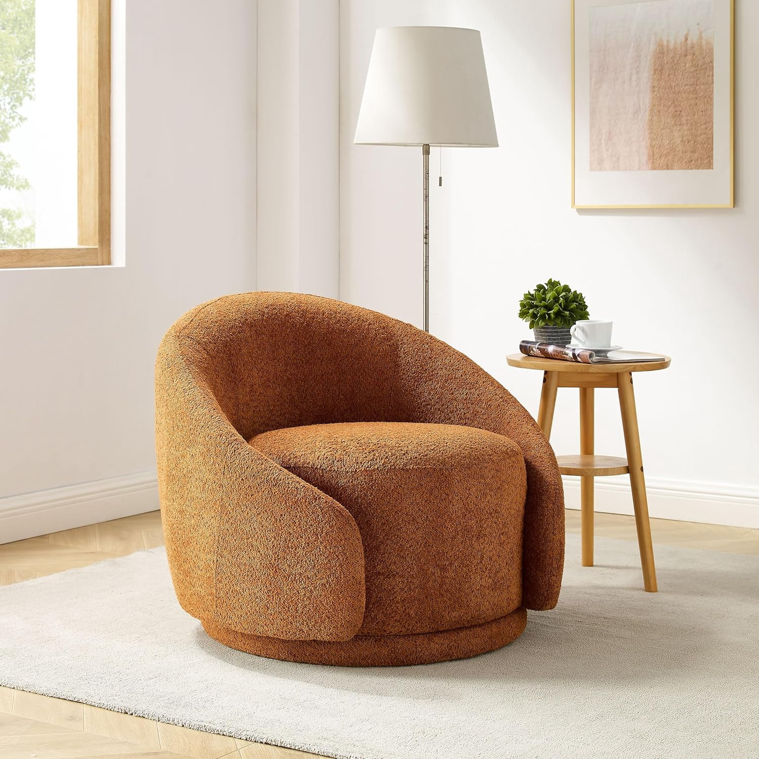 Swivel Barrel Chair, Upholstered Modern Round Accent Arm Chairs, 360 ...