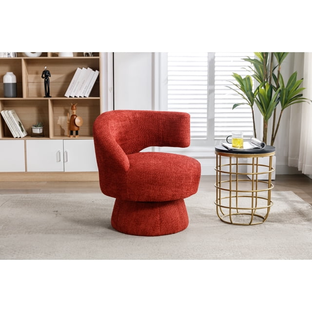 Swivel Barrel Chair With 360-Degree Rotation Base,Comfy Velvet Round ...