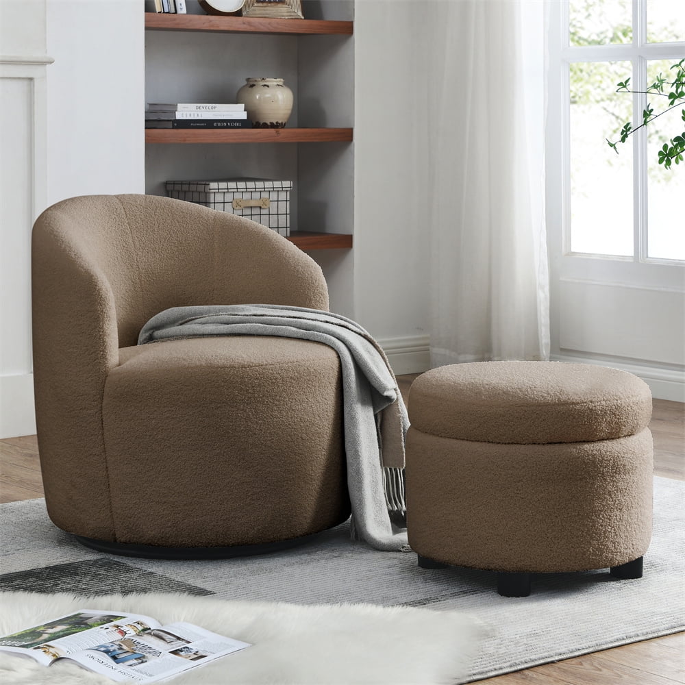 Swivel Barrel Chair With Round Storage Chair, Storage, Soft Cushion 360 ...