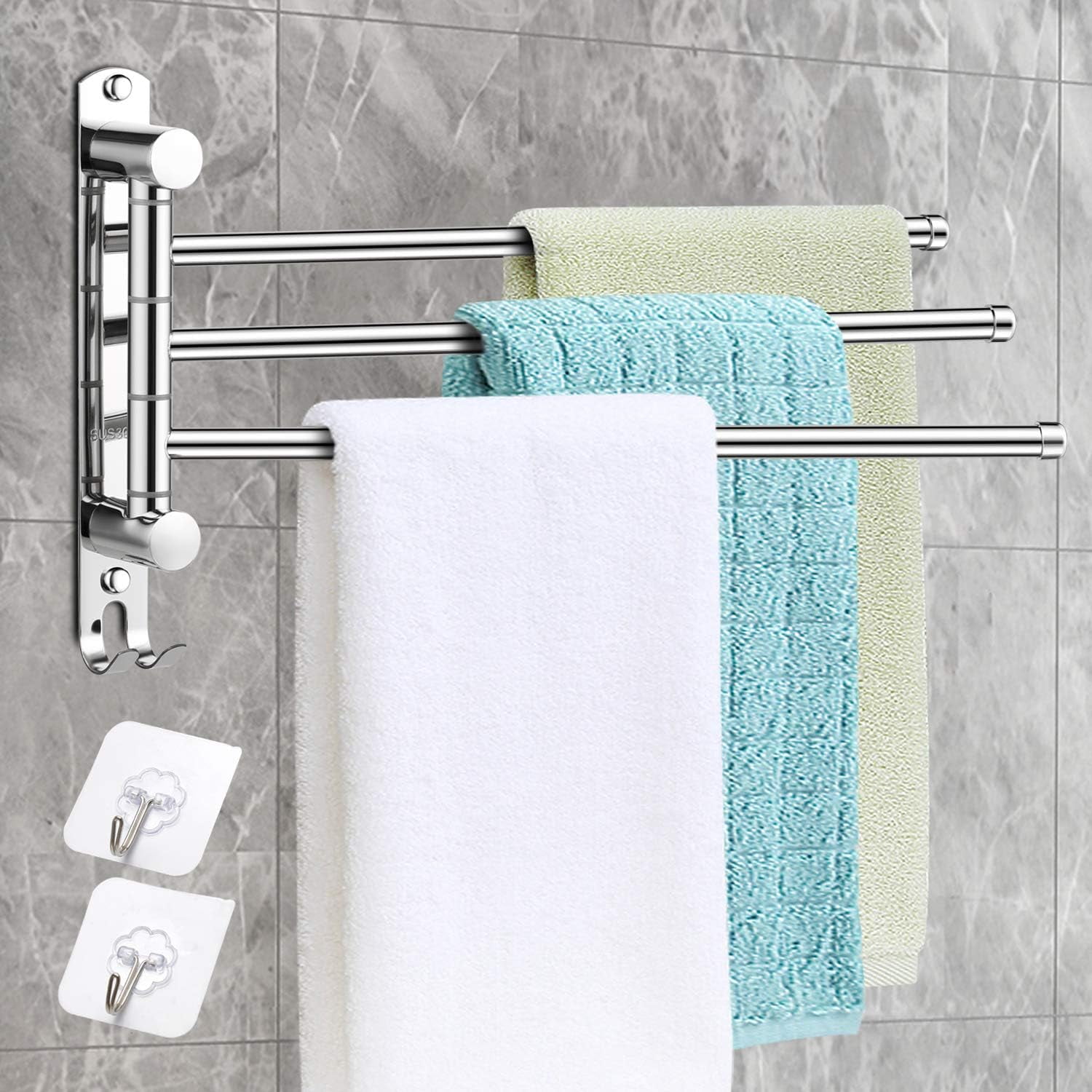Swivel Bars Stainless Steel Wall-Mounted Towel Rack With Retractable ...