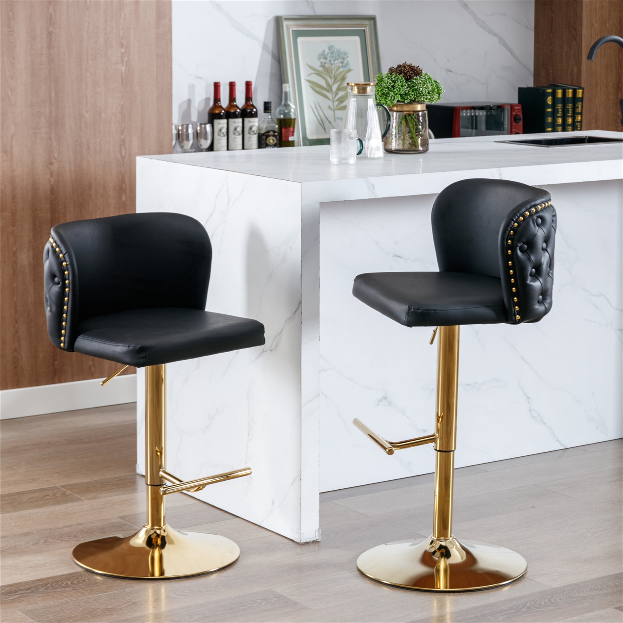 Swivel Barstools Set of 2, Counter Height Bar Stools Adjustable Seat ...