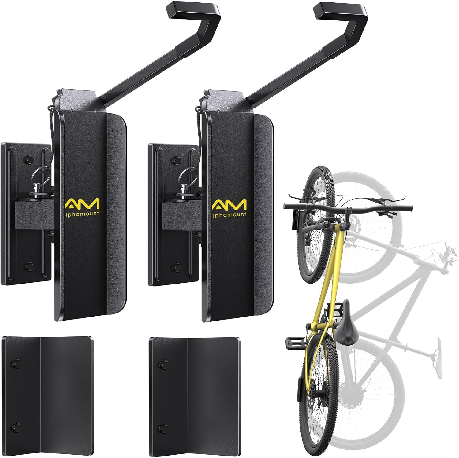 Swivel Bike Wall Mount, Metal Wall Bike Rack with Durable Sleeves ...