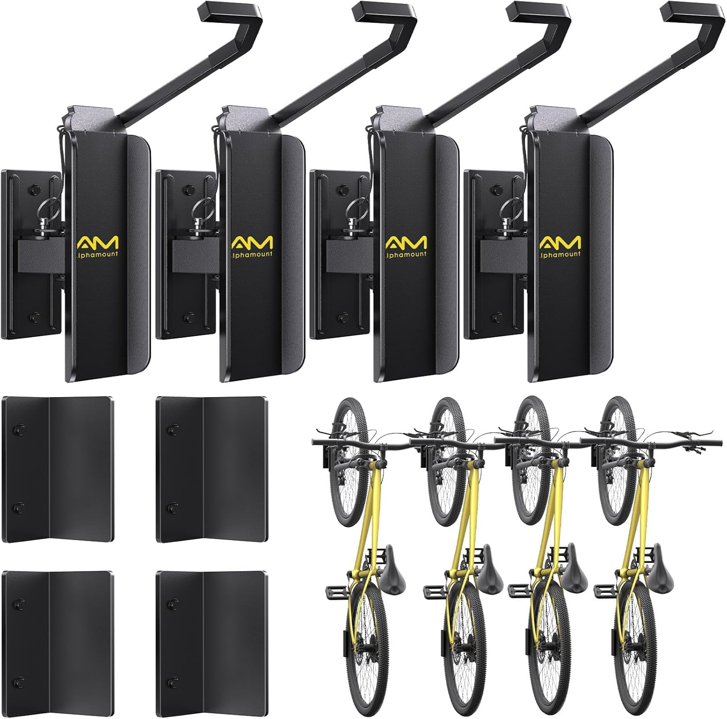 Swivel Bike Wall Mount, Metal Wall Bike Rack with Durable Sleeves ...