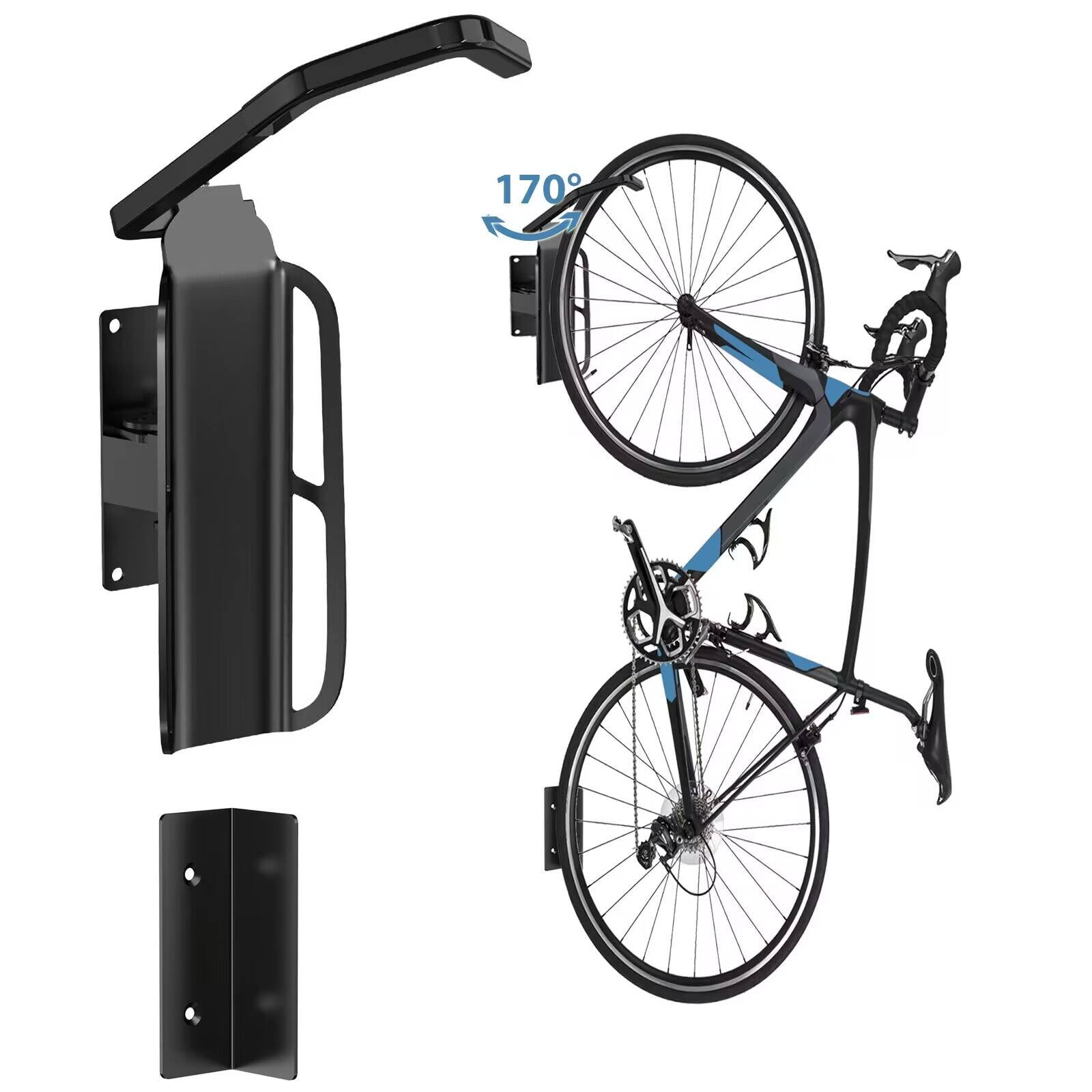 Swivel Bike Wall Mount with Tire Tray, 5 Rotatable Angles Bike Rack ...