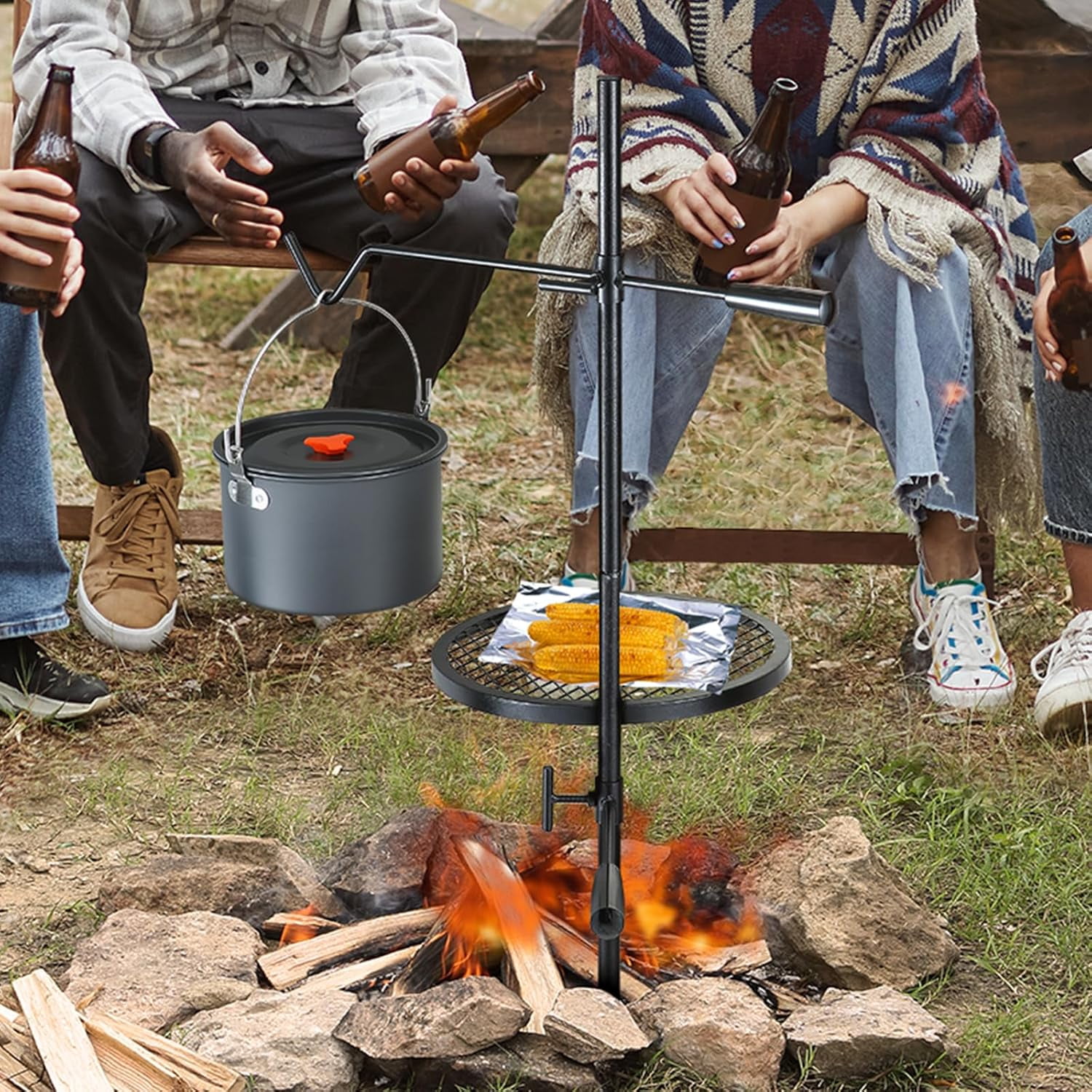 Swivel Campfire Grill, Fire Pit Grill Grate over Fire Pits, Heavy Duty ...