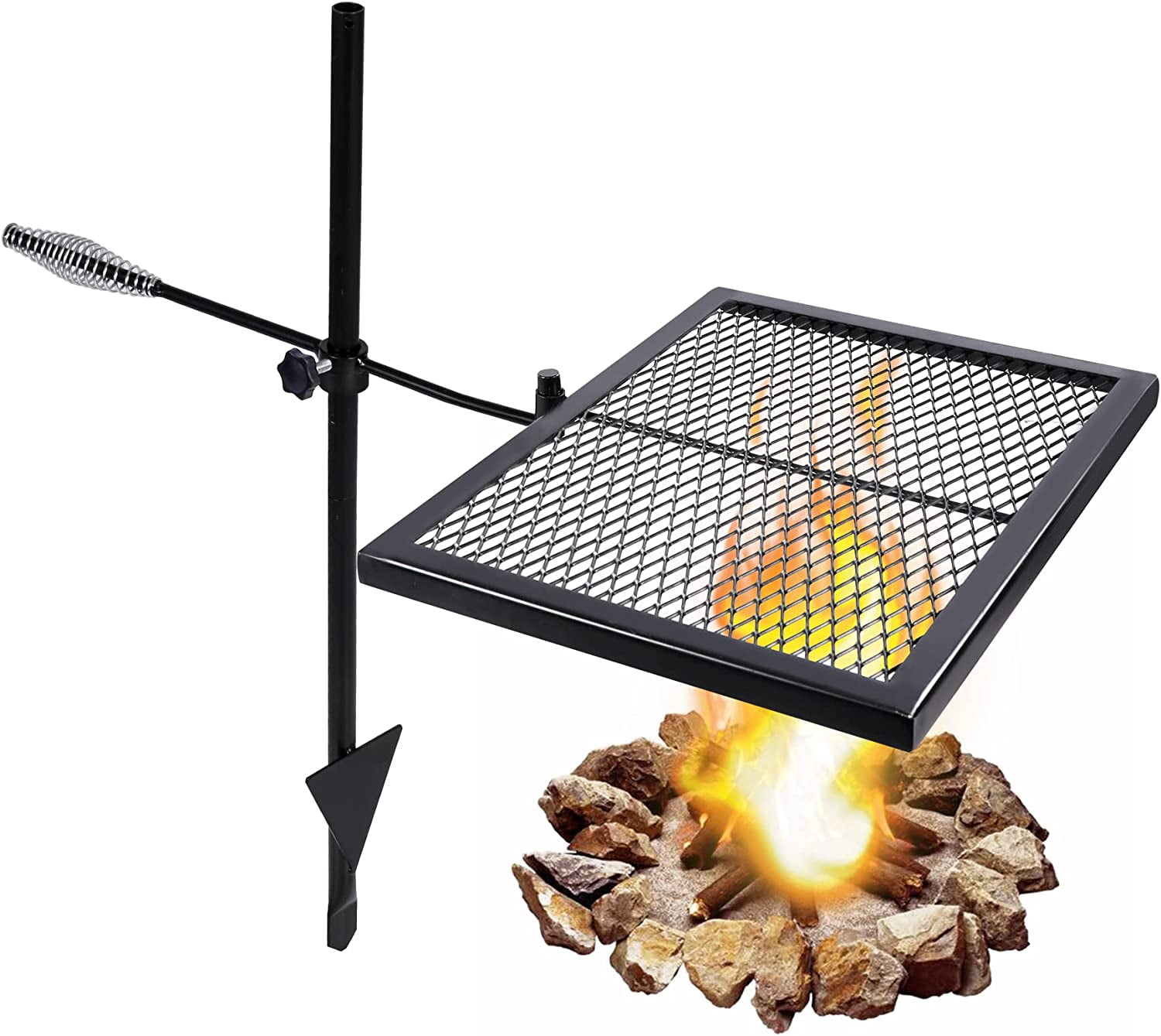 Swivel Campfire Grill Grate, Adjustable Heavy Duty Steel Open Fire ...
