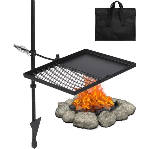 Swivel Campfire Grill Grate and Griddle, Adjustable Fire Pit Grill ...