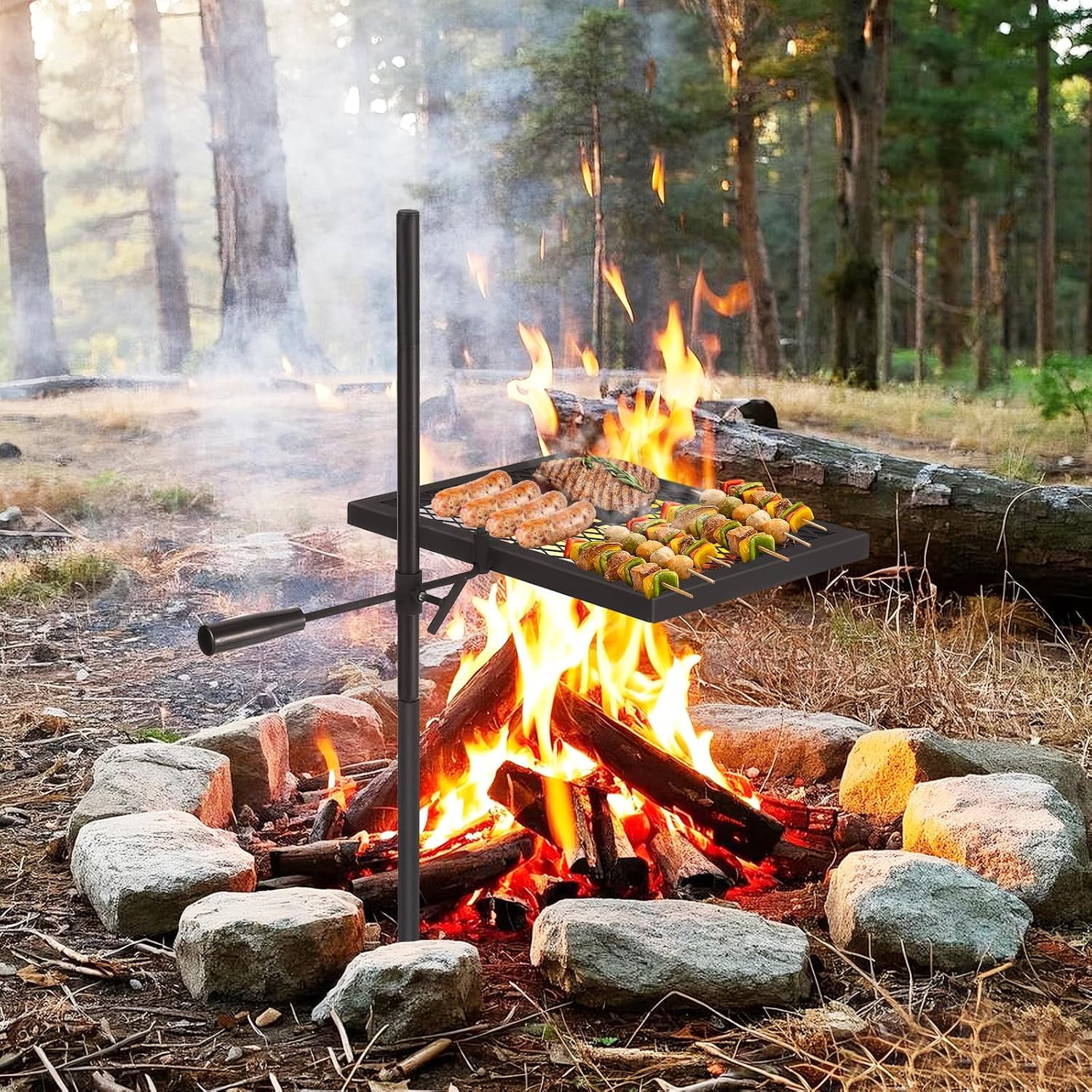 Swivel Campfire Grill Grate, Heavy Duty Stainless Steel Grate, Campfire Grill Grate, Portable ...