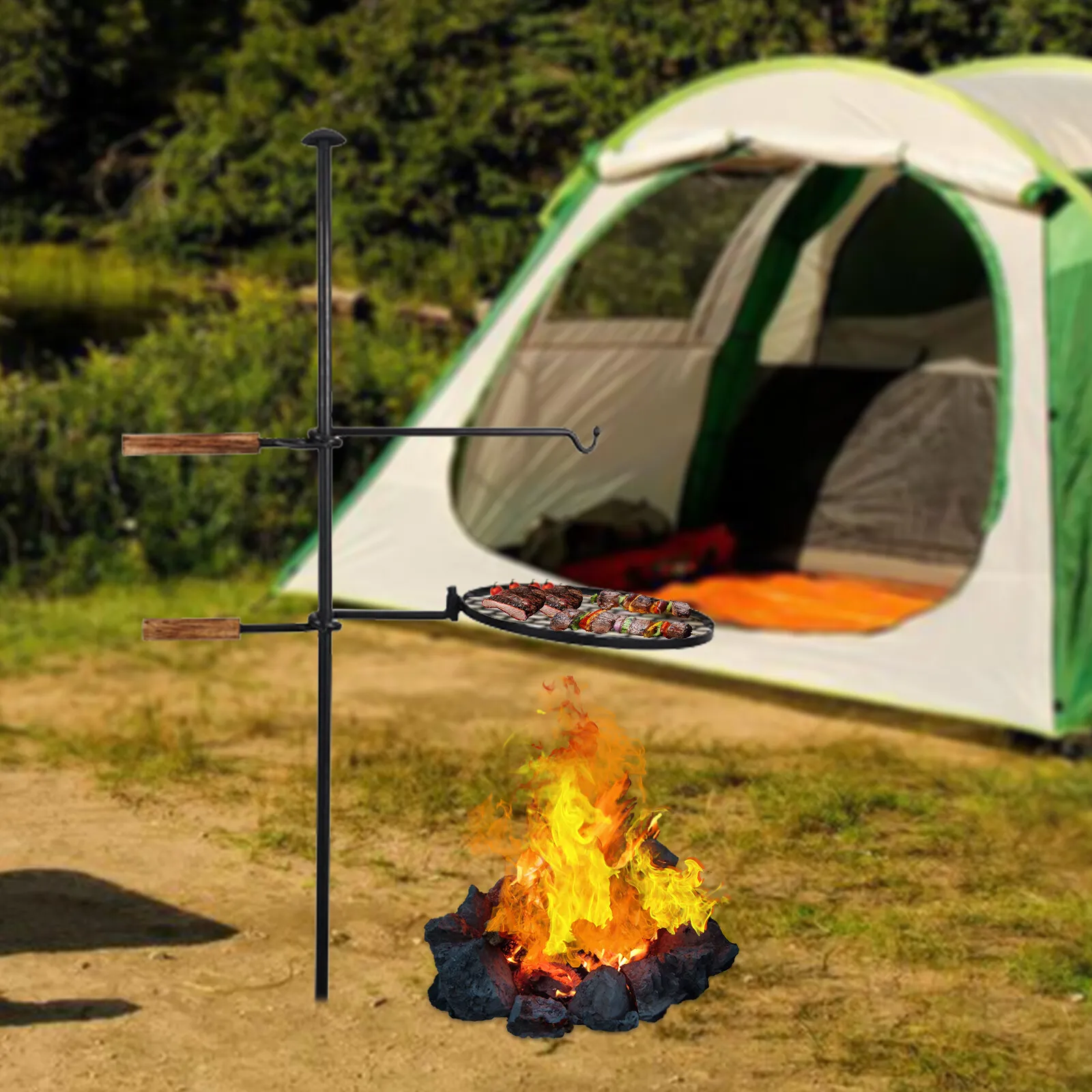 Swivel Campfire Swivel Grill Heavy Duty Over Fire Grill for BBQ Camping ...