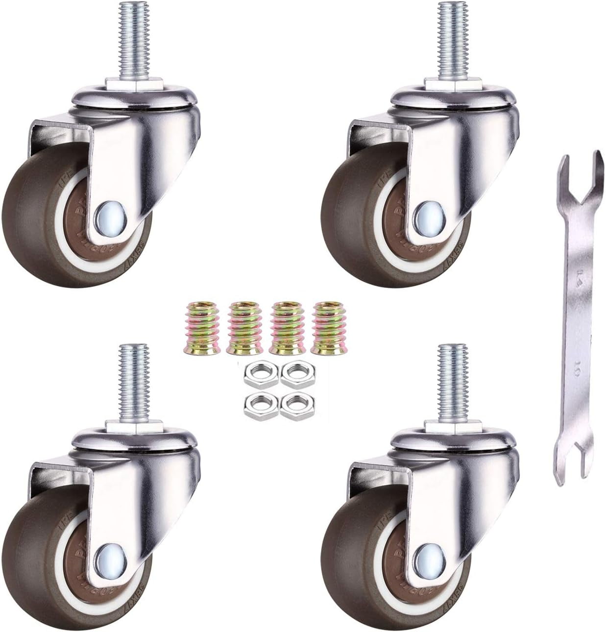 Swivel Caster For Furniture, Mini Caster Wheel Threaded Stem Quiet ...