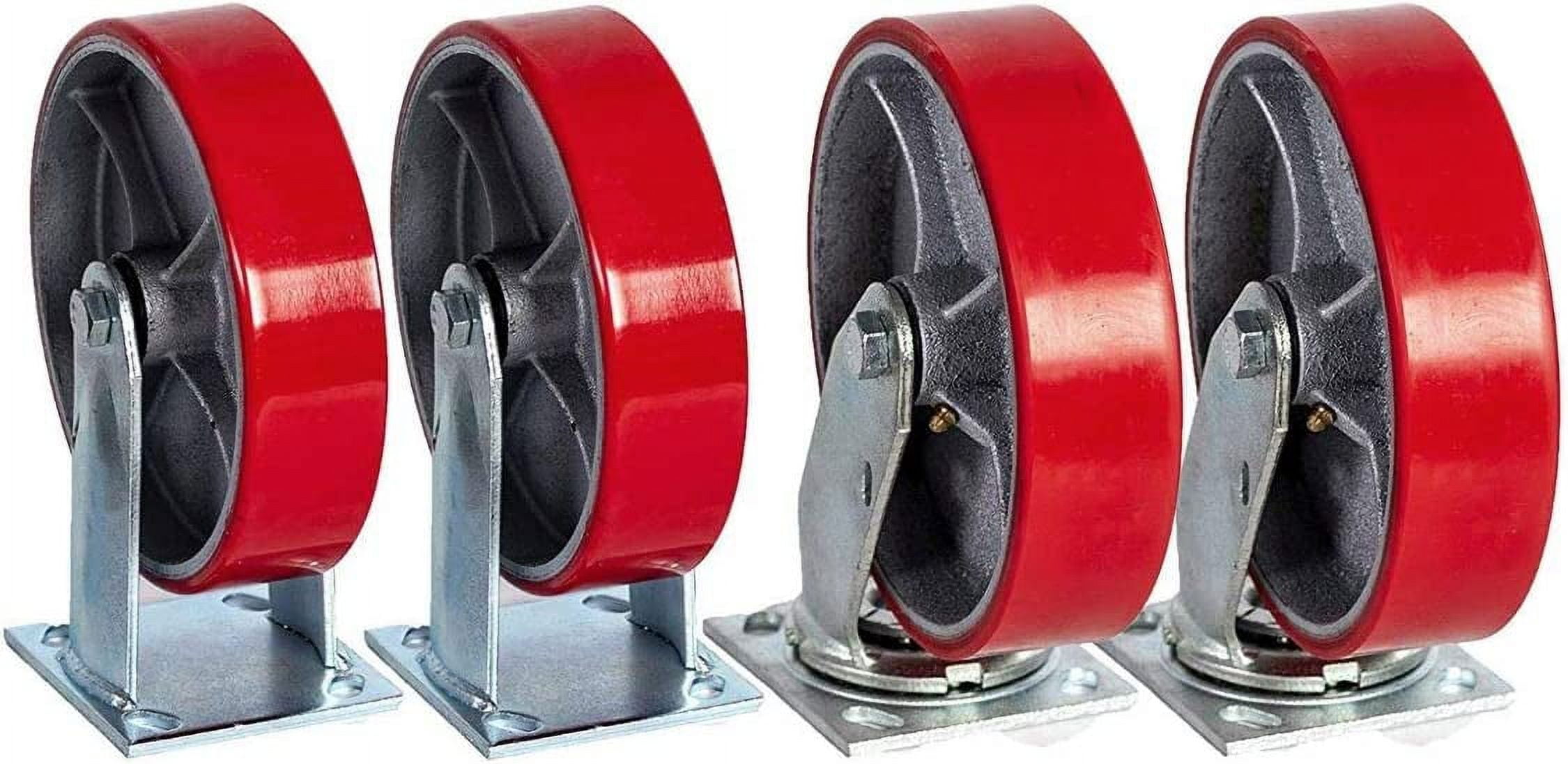 Swivel Casters Heavy Duty Polyurethane Wheel on Steel Hub (2) and Rigid ...